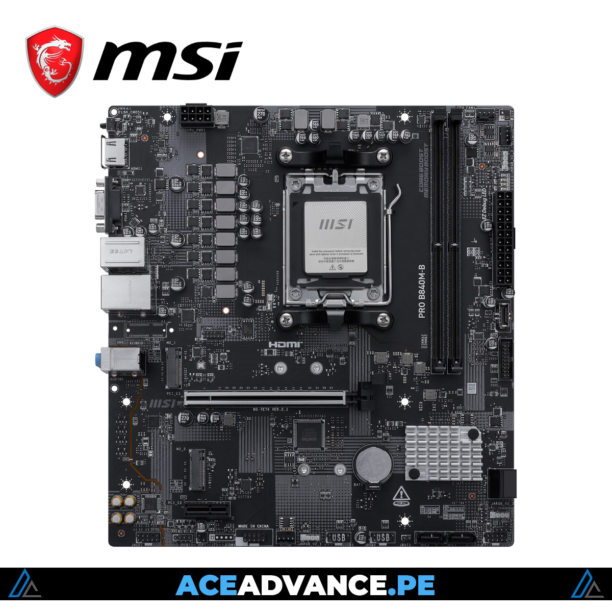 PLACA MSI PRO B840M-B AMD AM5 DUAL CHANEL DDR5 PCIE 4.0 M.2, LAN 2.5G ...